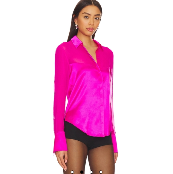 Generation Love | Tops | Generation Love Fuchsia Silk Shirt | Poshmark